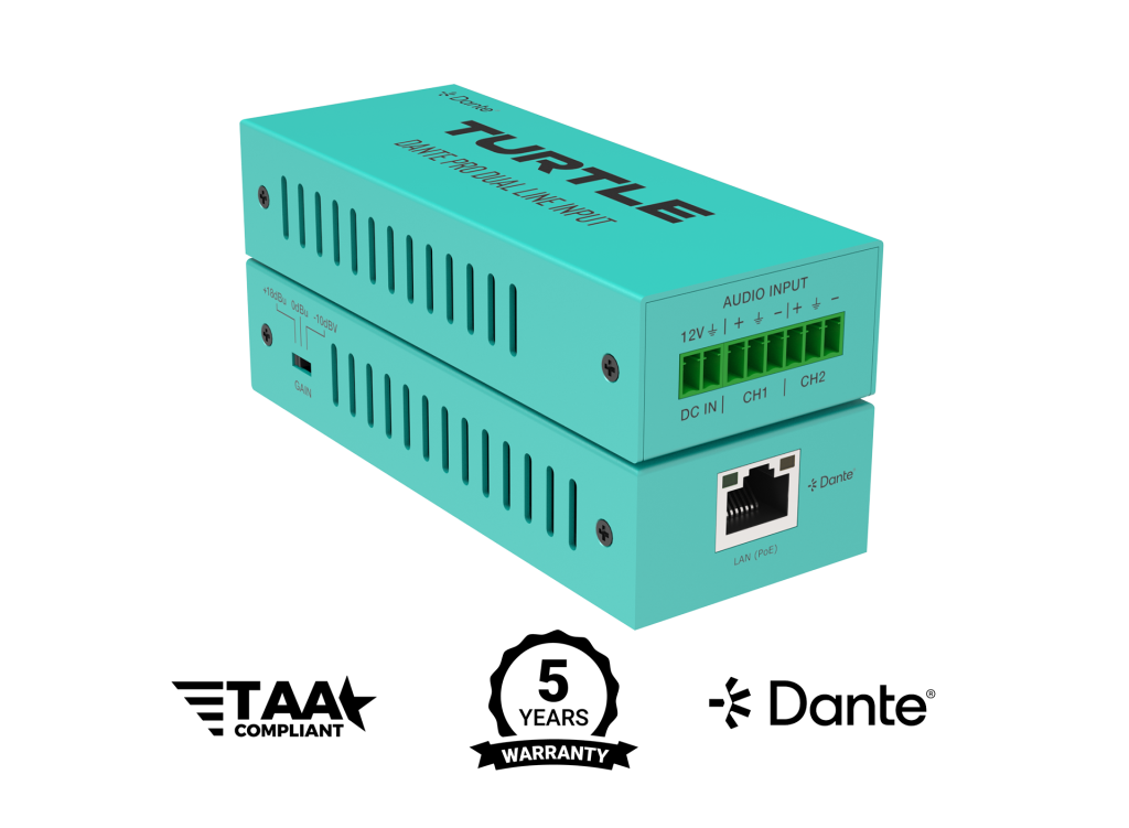 Dante® Pro 2CH Analog Line Input Converter – Turtle AV