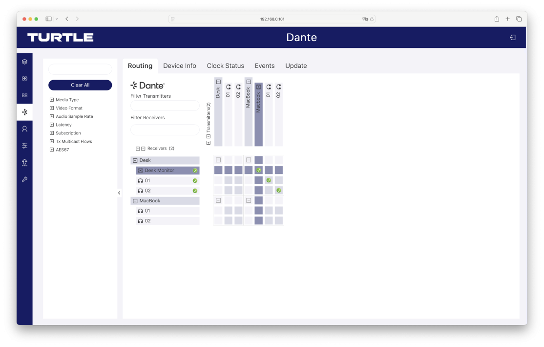 Dante Controller in Chazy Control Hardware. – Turtle AV